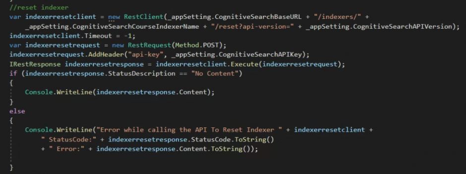 Refresh Datasource Reset And Run Indexer Using Net Core And Restsharp