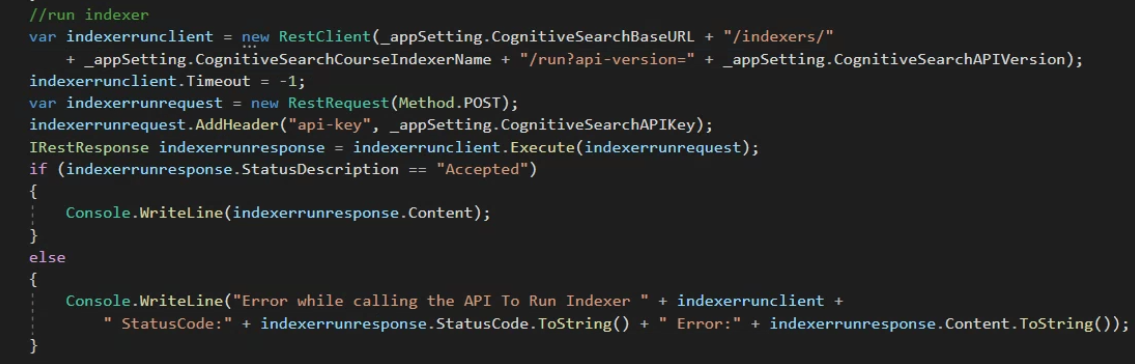 Refresh Datasource Reset And Run Indexer Using Net Core And Restsharp